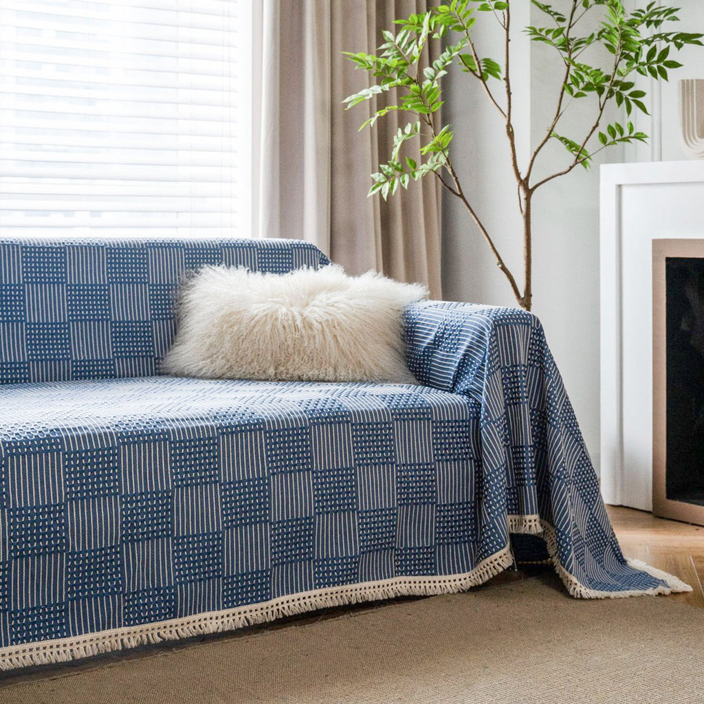 Textured Indigo Patchwork Sofa Cover – The Slashop